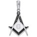 Masonic Square and Compass Pendant in Sterling Silver, Black and White ...