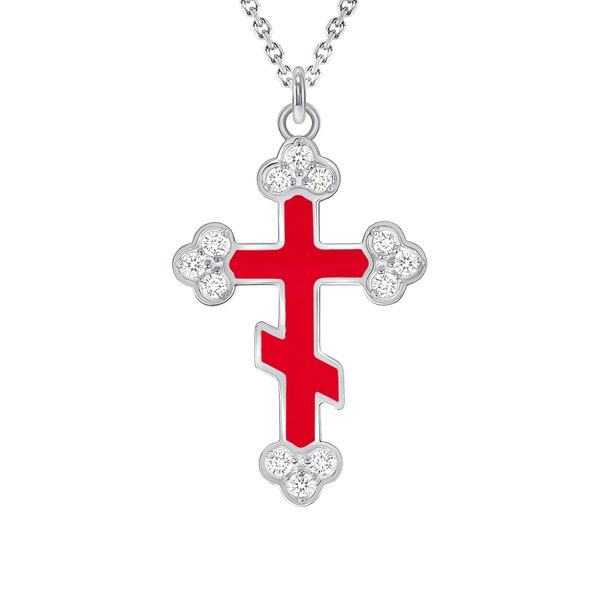 Diamond Studded Cross Pendant Necklace in Solid 14k Gold With Black ...