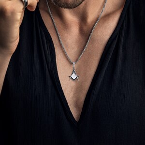 Masonic Square and Compass Pendant in Sterling Silver, Black and White ...