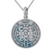 Saint Benedict Coin Pendant Necklace in Solid 14k Gold, Blue and Red ...
