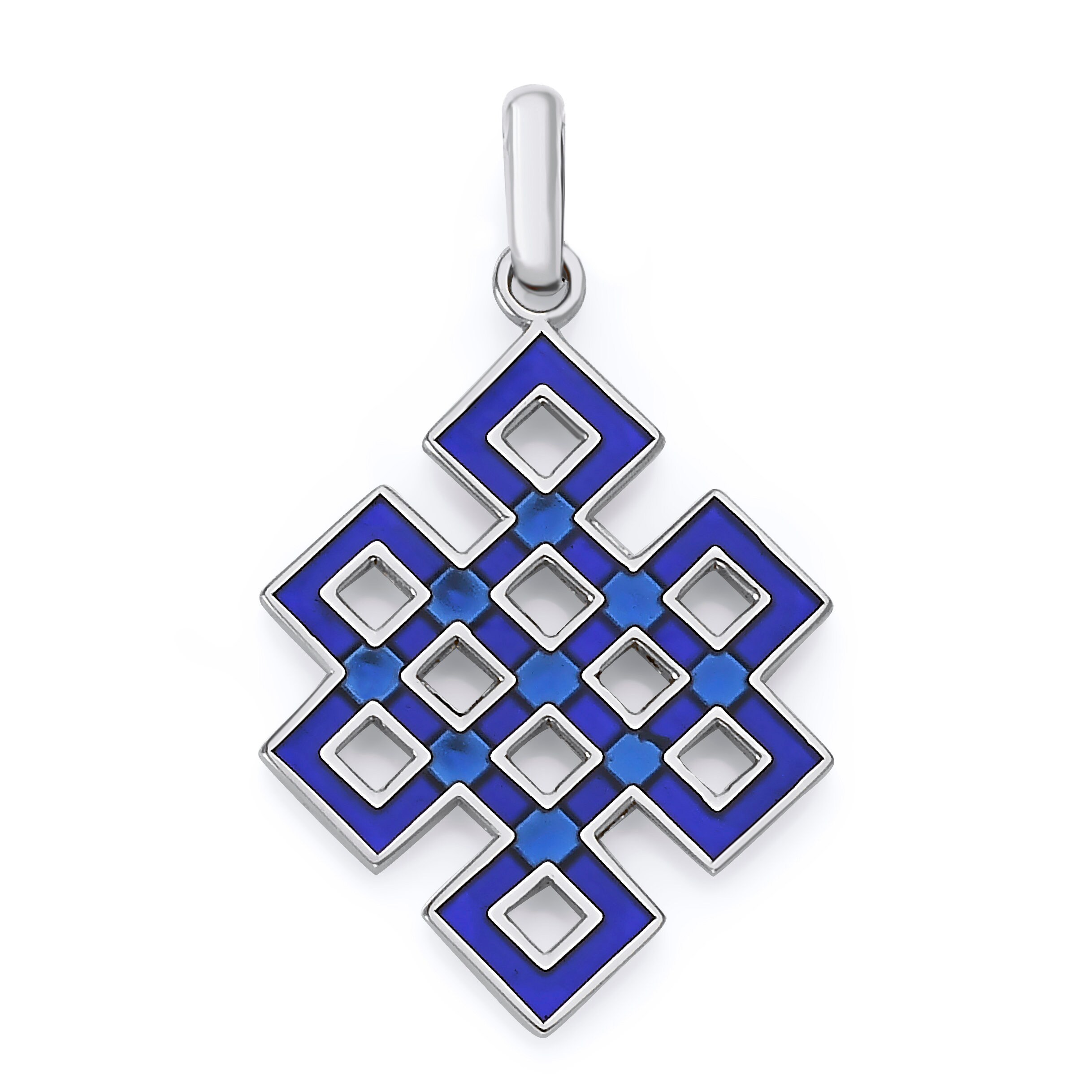 Endless Eternal Knot Pendant Necklace in Sterling Silver With Blue ...