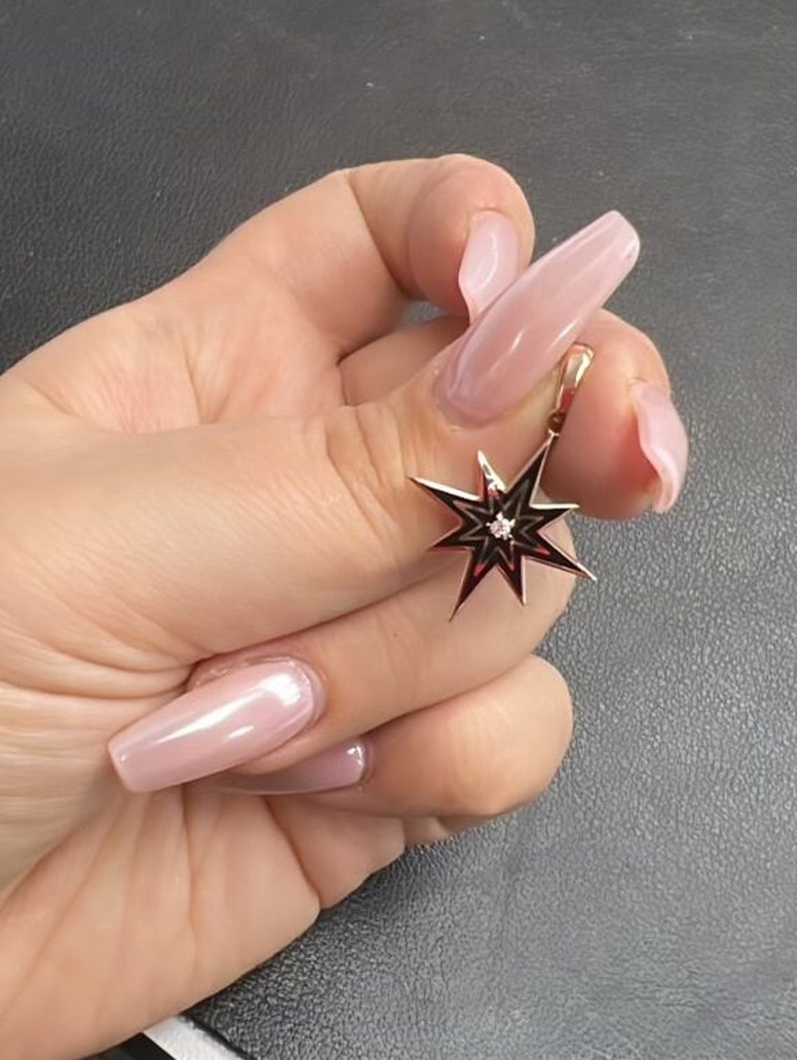 North Star Diamond Pendant in Solid 14k Gold With Black, White, or Red ...