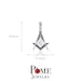 Masonic Square and Compass Pendant in Sterling Silver, Black and White ...