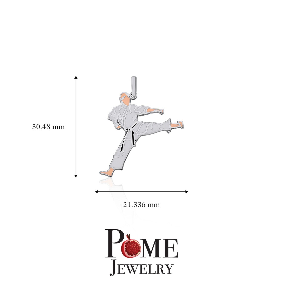 Karate Kick Pendant Necklace in Sterling Silver - Etsy