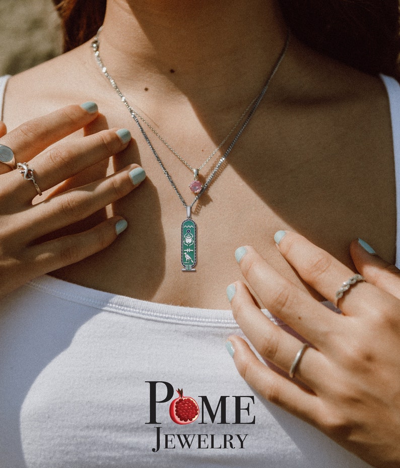 Egyptian Cartouche Tablet Pendant Necklace in Solid 14k Gold - Etsy