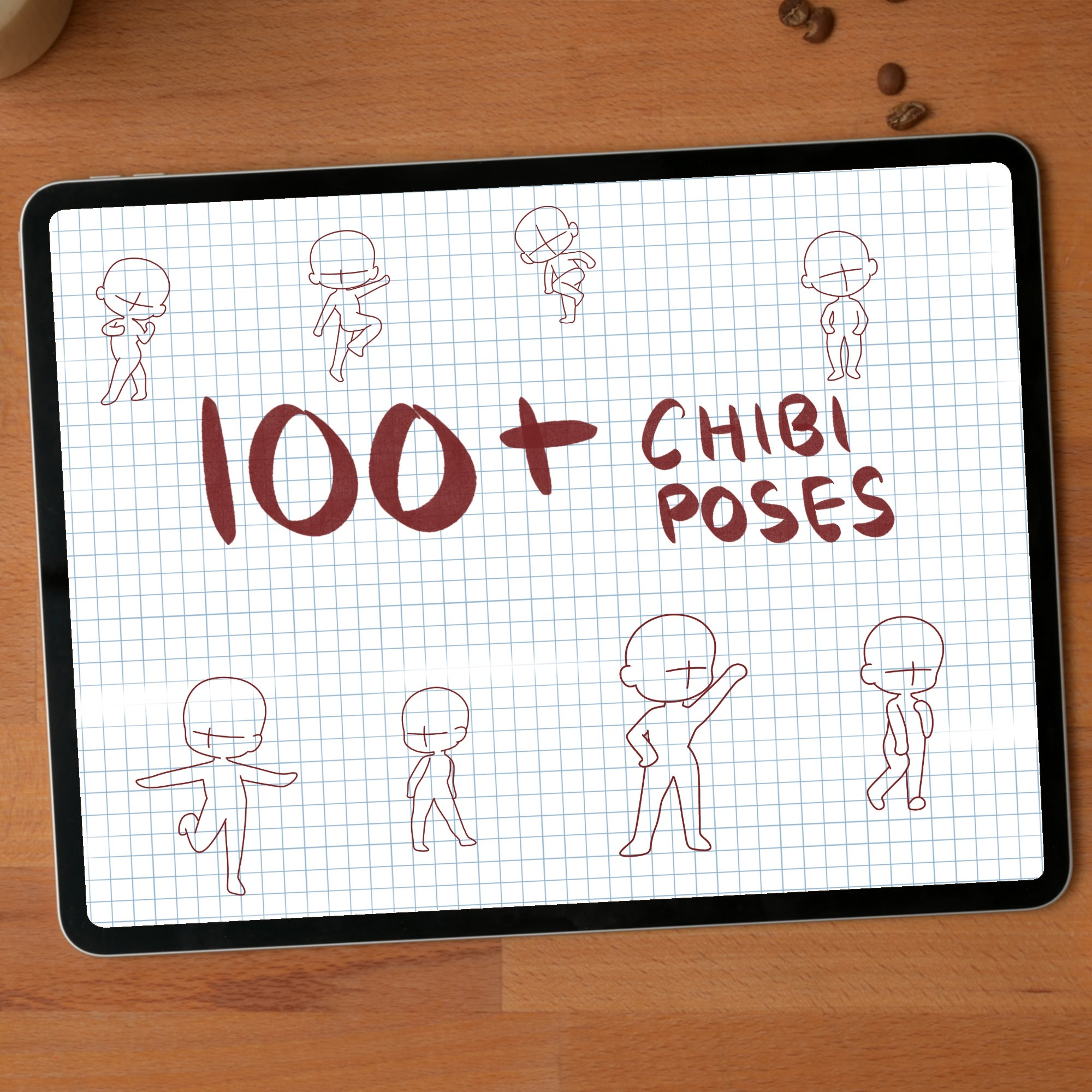 Procreate Chibi Pose Reference Brush Set - 100+ Digital Stamps for Cute ...