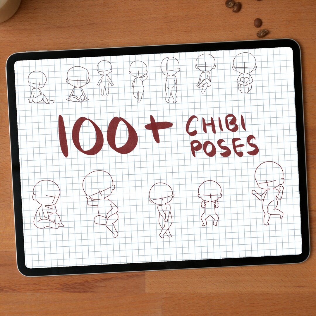 Procreate Chibi Pose Reference Brush Set - 100+ Digital Stamps for Cute ...