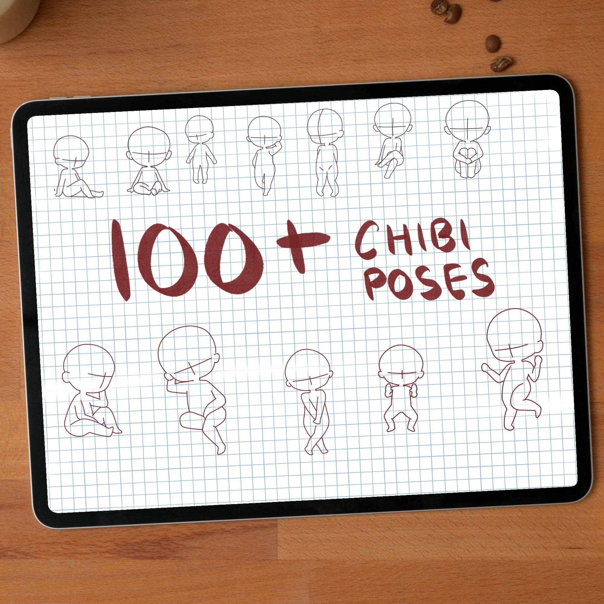 Procreate Chibi Pose Reference Brush Set - 100+ Digital Stamps for Cute ...