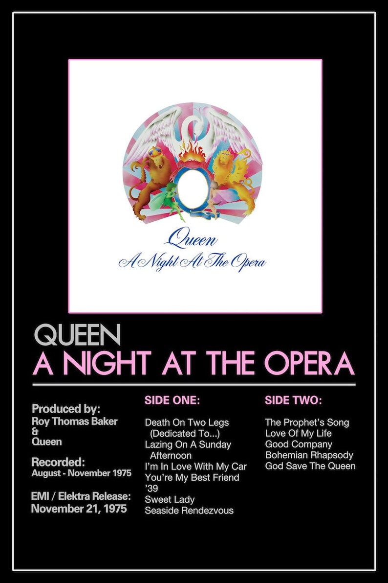 Queen A Night at the Opera Poster Album Cover Wall Art - Etsy