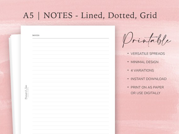 PRINTABLE A5 Notes Pages/planner Inserts Instant Digital - Etsy