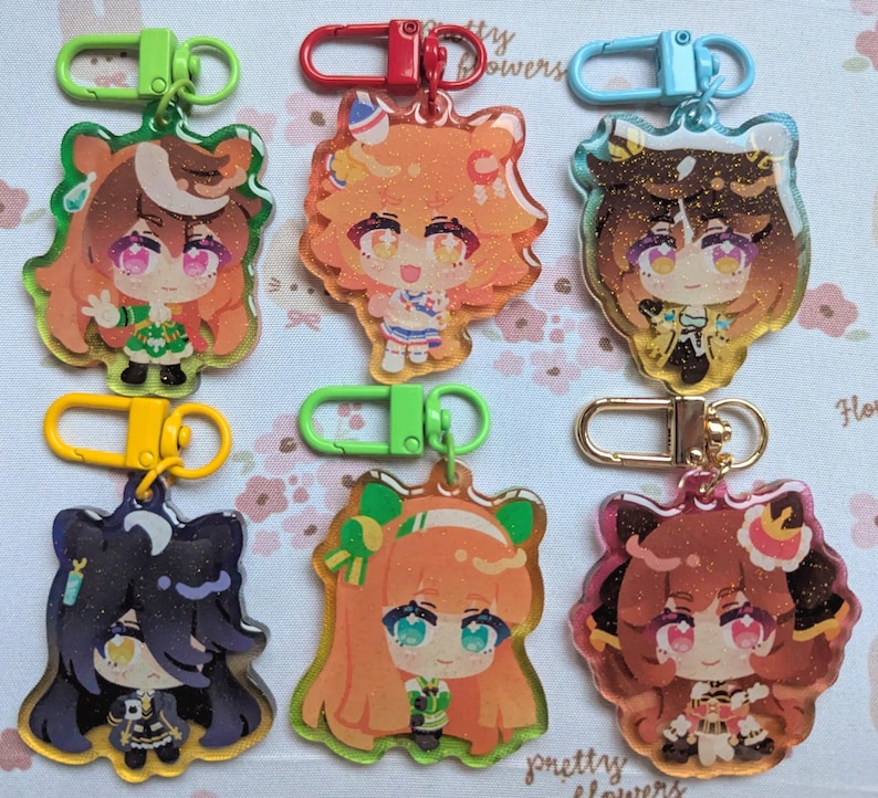 14 DESIGNS Umamusume Chibi Gummy Glitter Epoxy Charms Set 1 | 2" Double ...