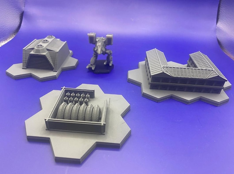 Barracks, Garage, Power Station W/ Hex Base, Tabletop War Game Terrain ...