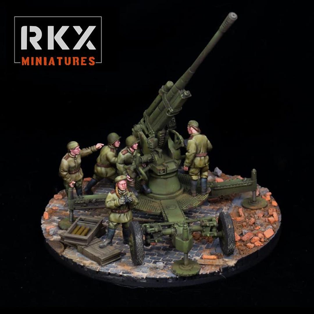 WW2 Soviet 85mm AA Gun M1939 (52-K) W/ 5 Crew (28mm Scale) - Etsy