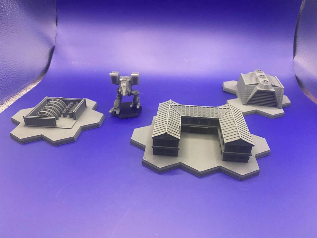 Barracks, Garage, Power Station W/ Hex Base, Tabletop War Game Terrain ...