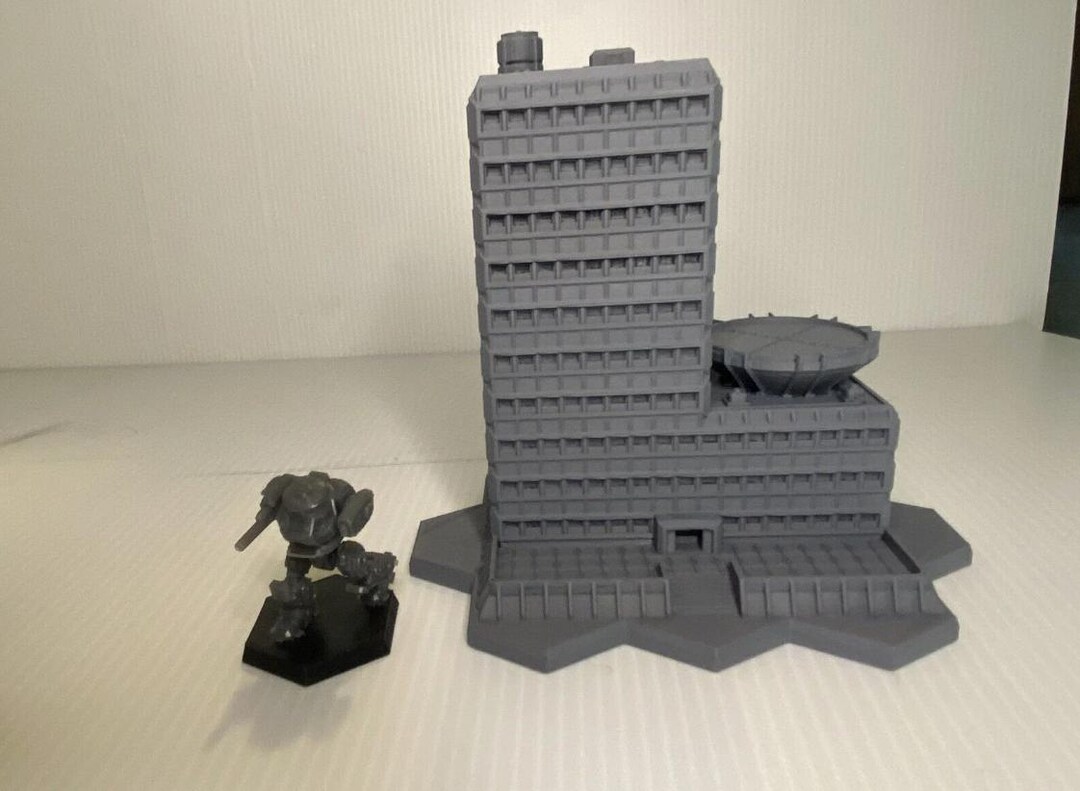 Corporate Tower W/ VTOL Pad W/ Hex Base, Tabletop War Game Terrain 6mm ...