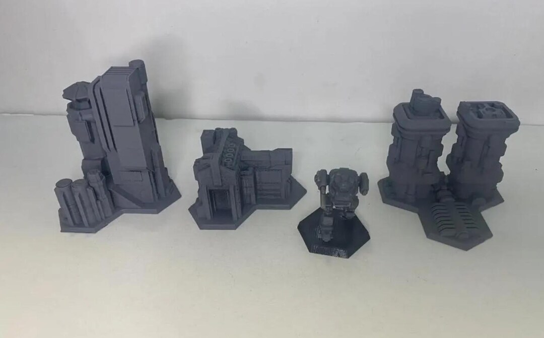 Small Sci-fi Buildings With Hex Base X3, Tabletop War Game Terrain (6mm ...