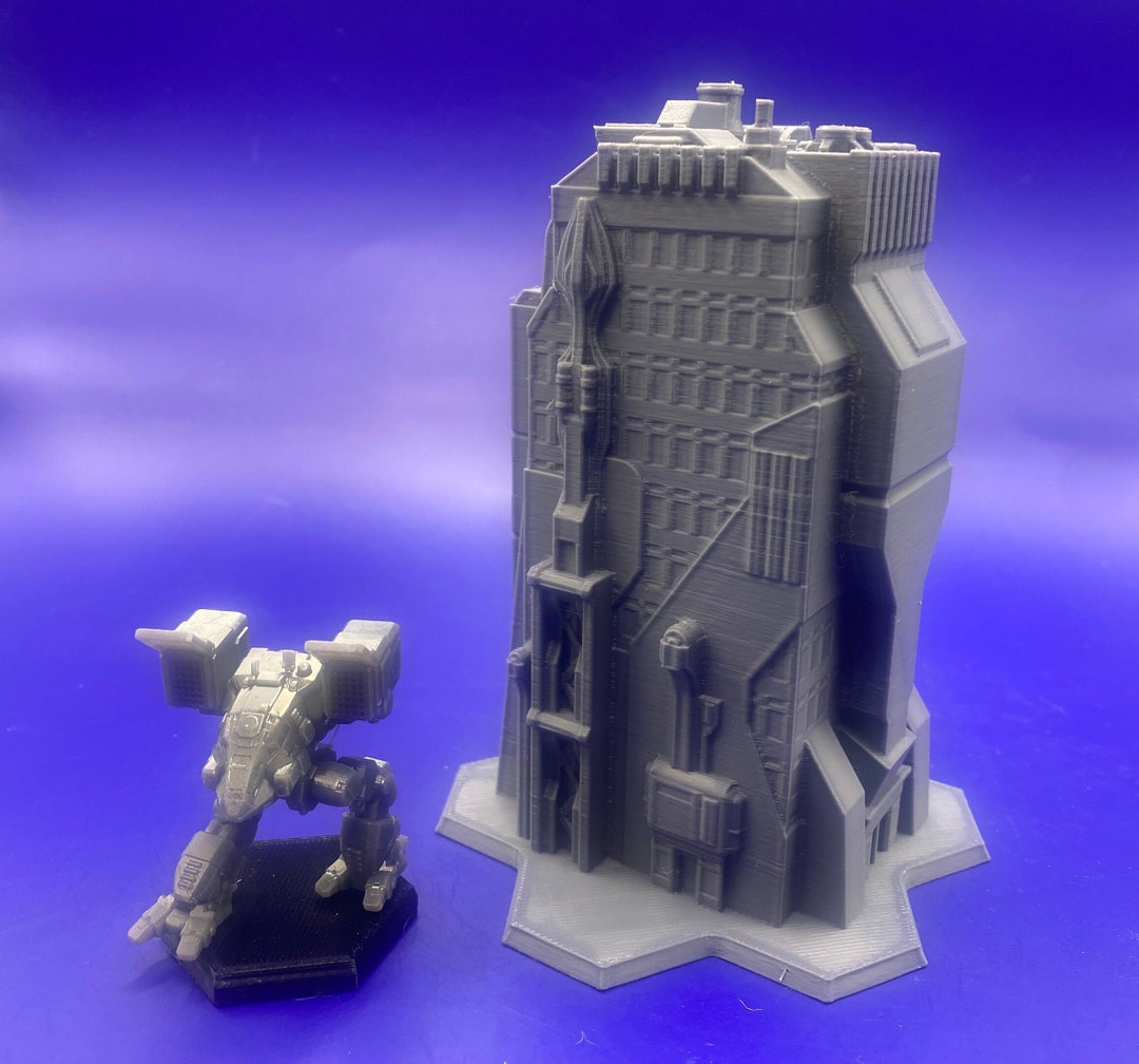 Corporate High-rise Commercial Tower W/ Hex Base, Tabletop Terrain (6mm ...