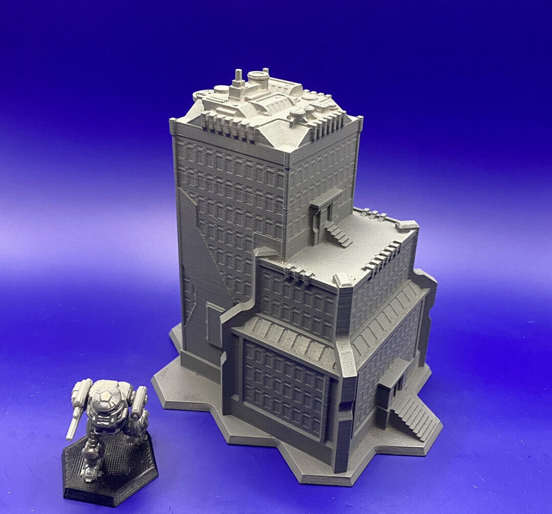 Commercial High-rise Tower W/ Hex Base, Tabletop Terrain Battletech 6mm ...