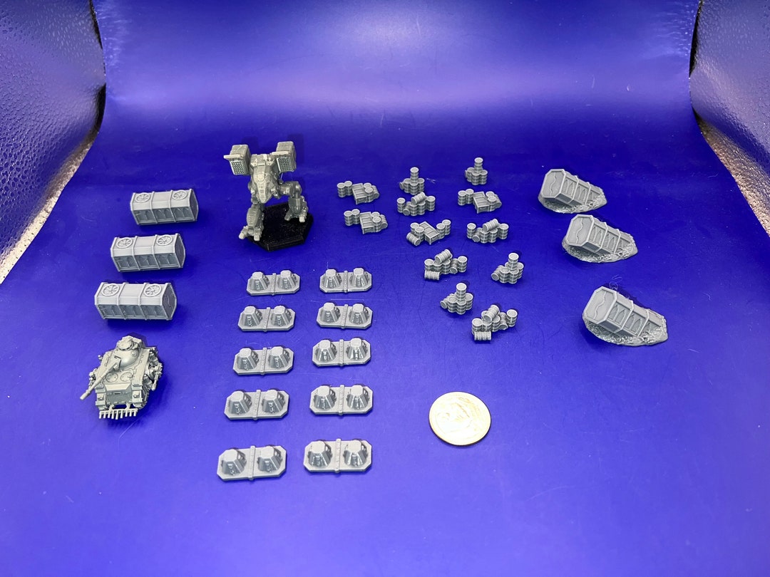 Urban Scatter Terrain - Tank Trap, Crates, Barrels, and Containers ...