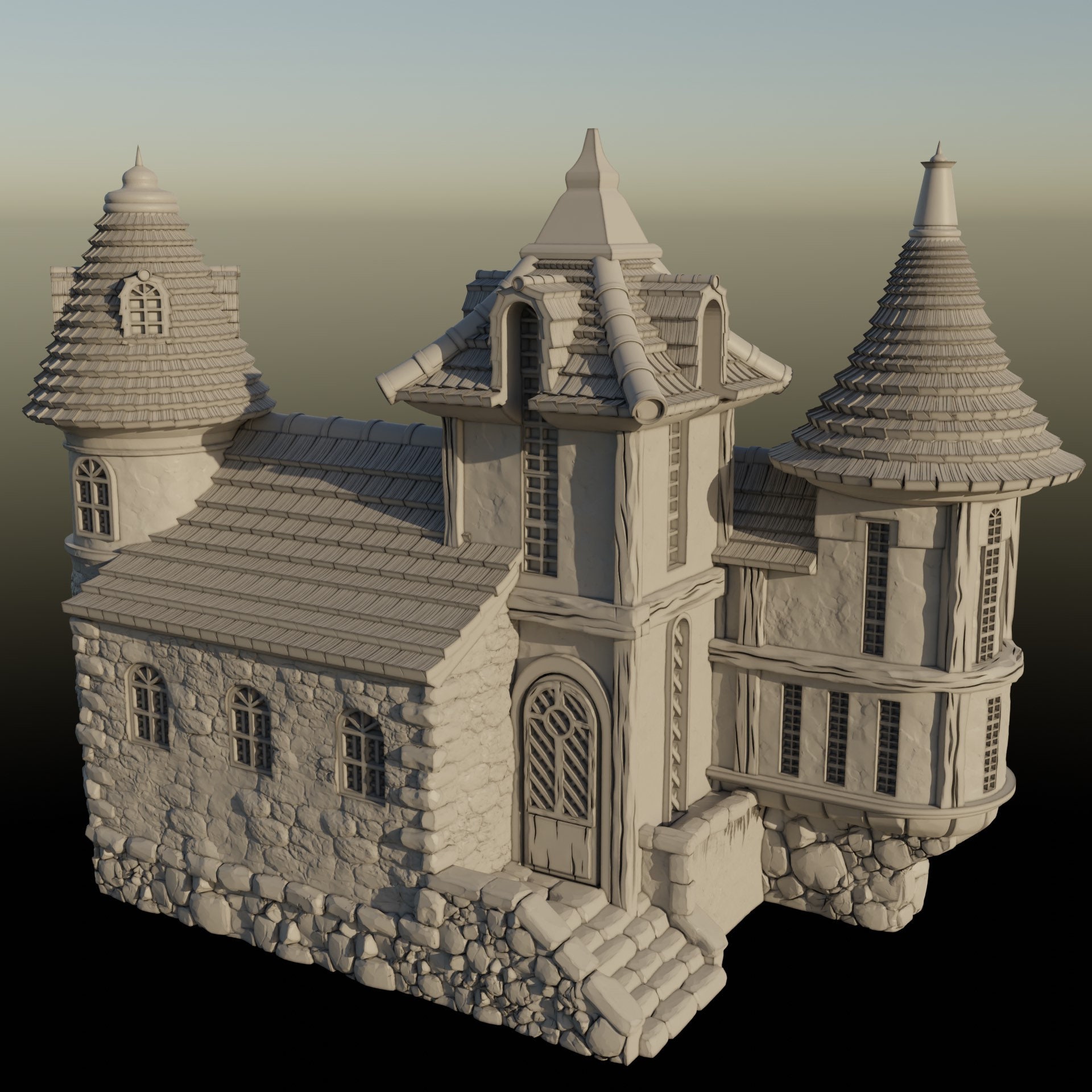 Medieval Fantasy House With Towers From Spiritdale (28mm Scale) - Etsy