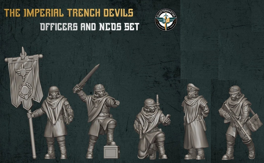 Trench Devils Command Squad X5 Figures WH 40K Imperial Guard Compatible ...
