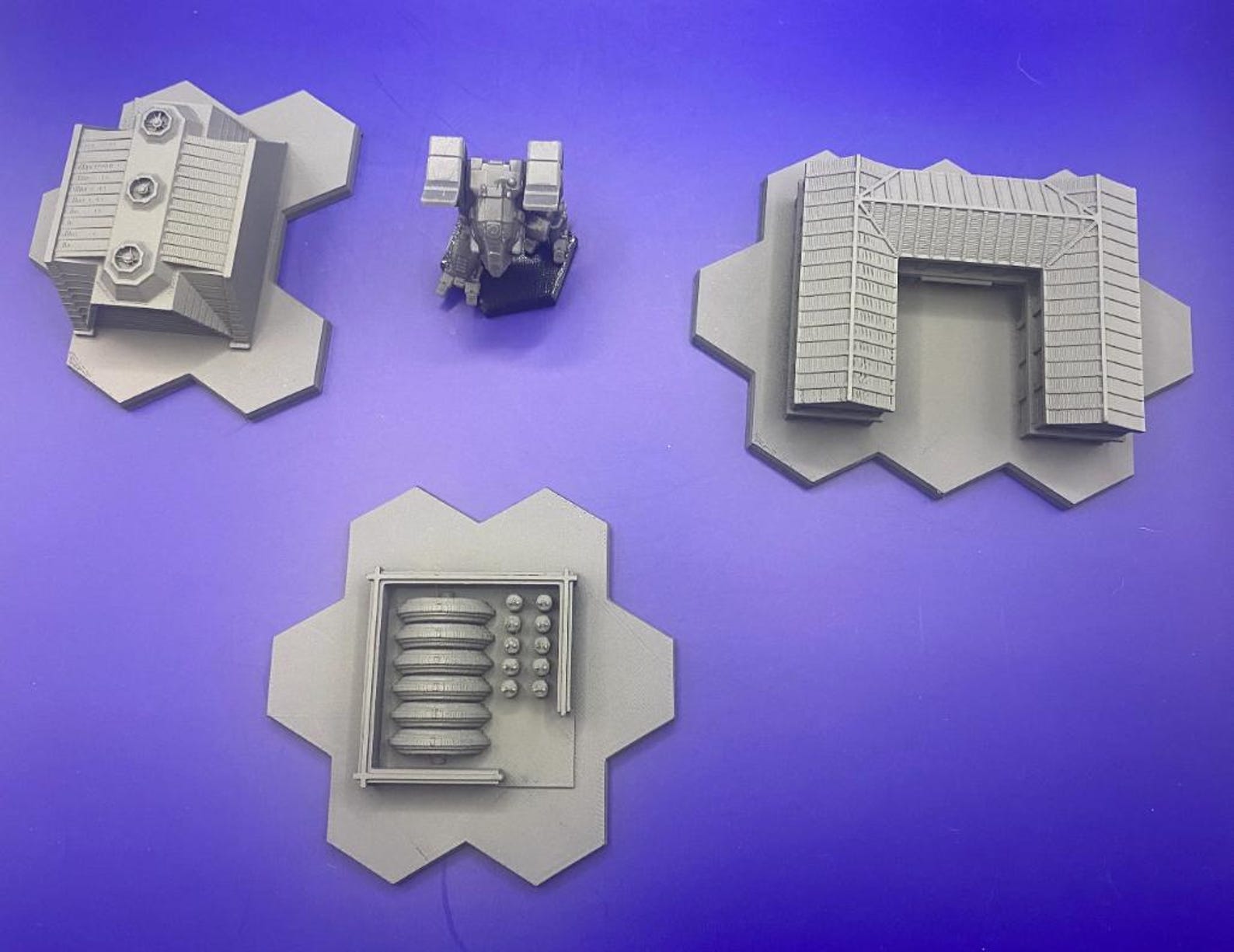 Barracks, Garage, Power Station W/ Hex Base, Tabletop War Game Terrain ...