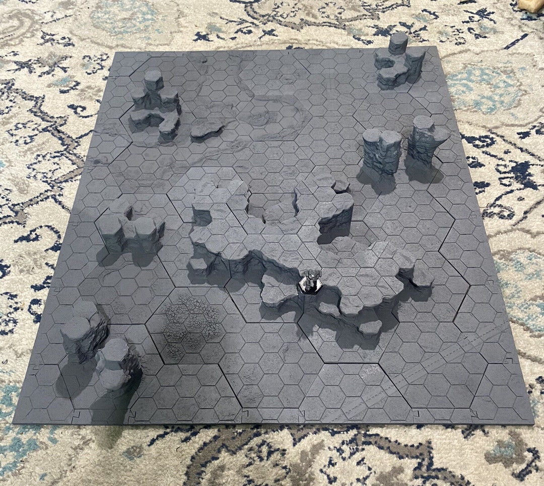 Battletech Badlands 3D Terrain Hex Map 25 Tiles X 23 Tiles 6mm Scale - Etsy