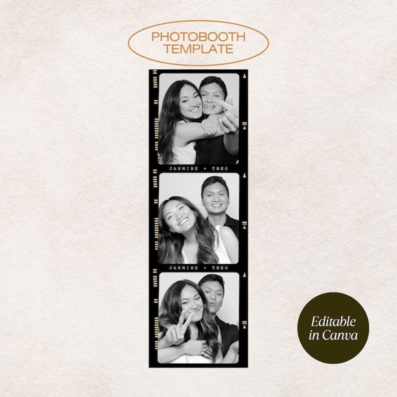 Vintage Film Photo Booth Strip Template: Retro Wedding Overlay (canva ...