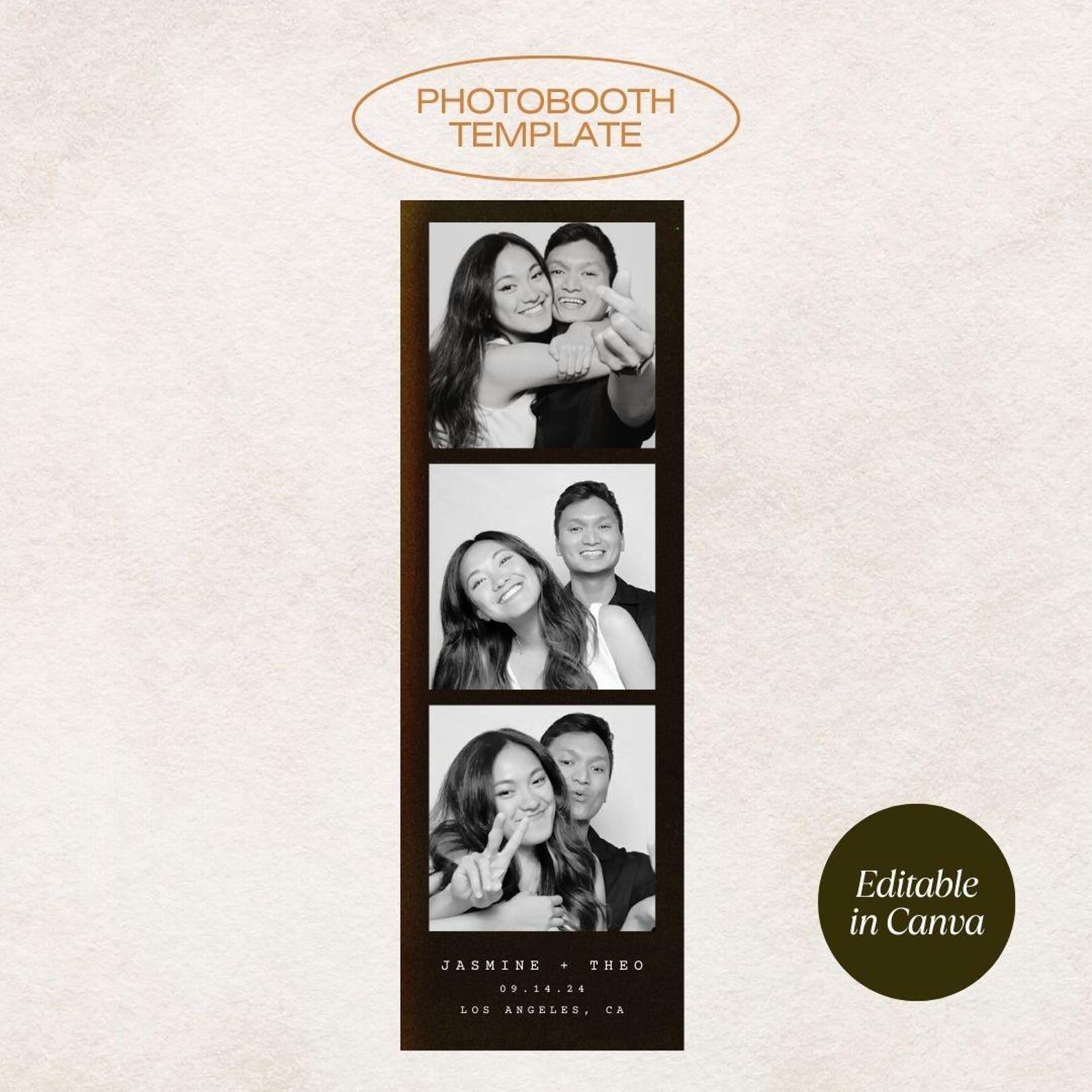 Vintage Film Photo Booth Strip Template: Retro Wedding Overlay (canva ...