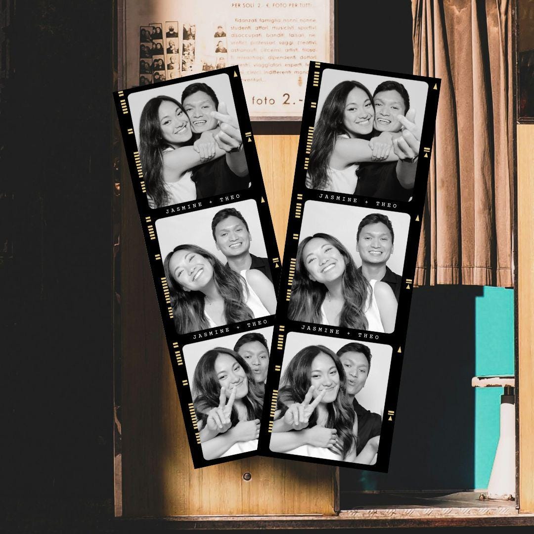 Vintage Film Photo Booth Strip Template: Retro Wedding Overlay (canva ...