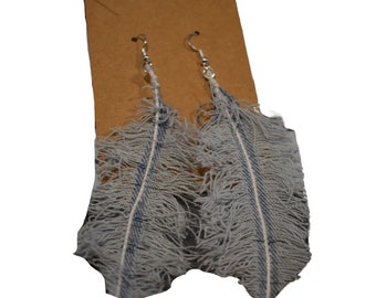 Upcycled Denim Feather Earrings - Etsy