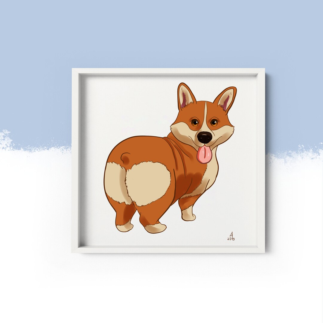 Happy Corgi Butt Heart Dog printable Wall Art Instant Digital Download ...