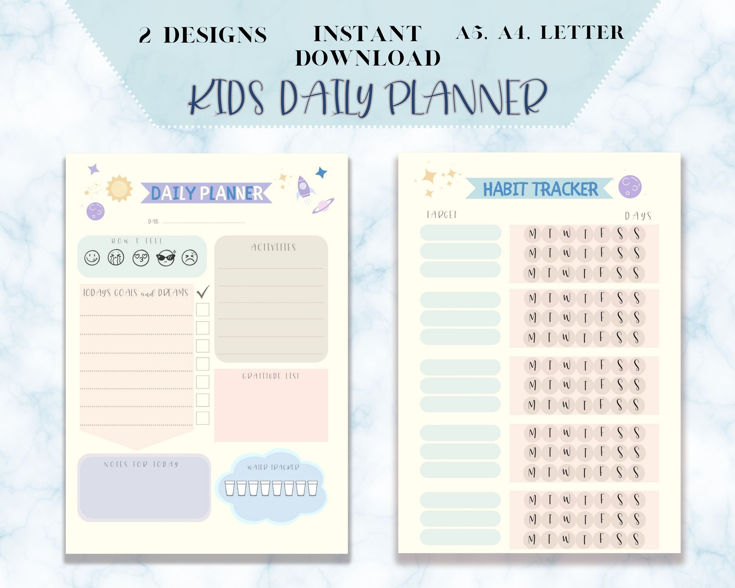 KIDS DAILY PLANNER Habit Tracker Digital Download 2 - Etsy