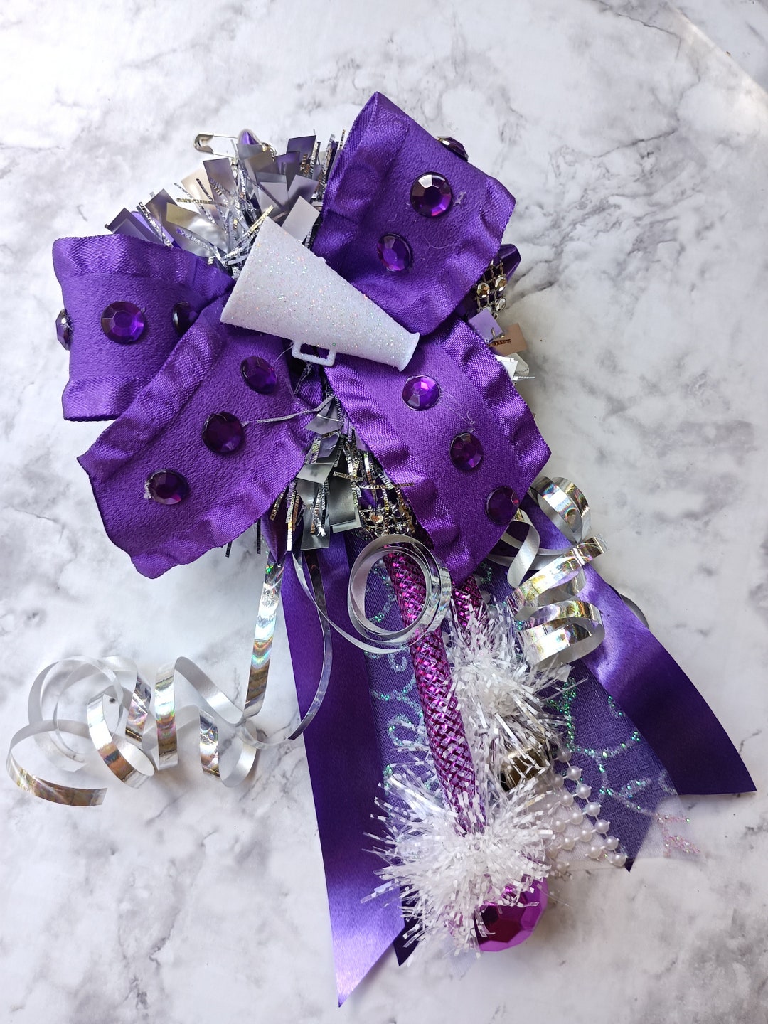 Pre-made Purple White and Silver Homecoming Mum Ring - Etsy