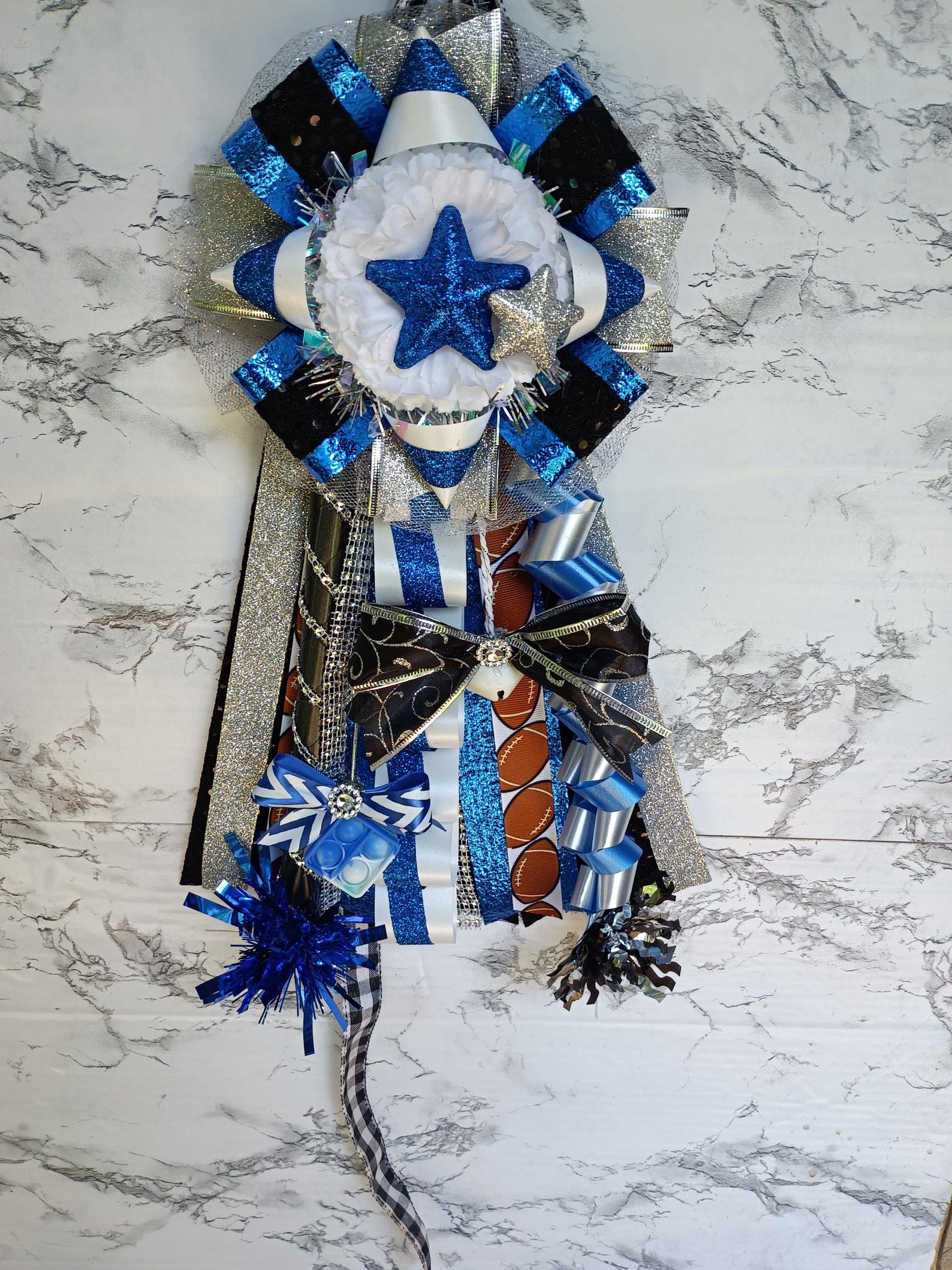Pre-made Royal Blue, Black, White and Silver Homecoming Mini Mum, Pee ...