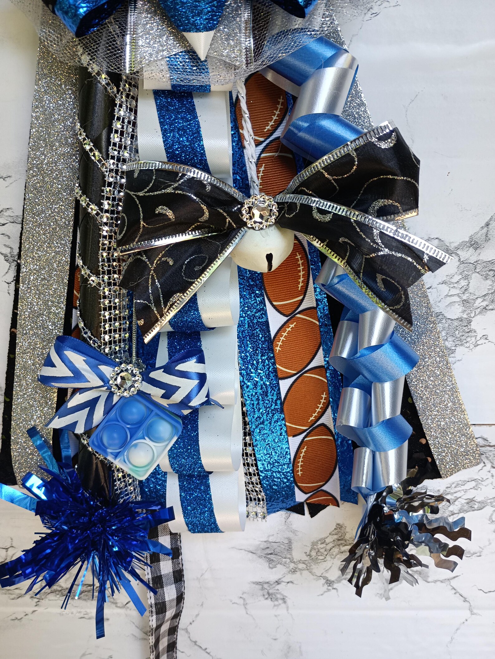 Pre-made Royal Blue, Black, White and Silver Homecoming Mini Mum, Pee ...
