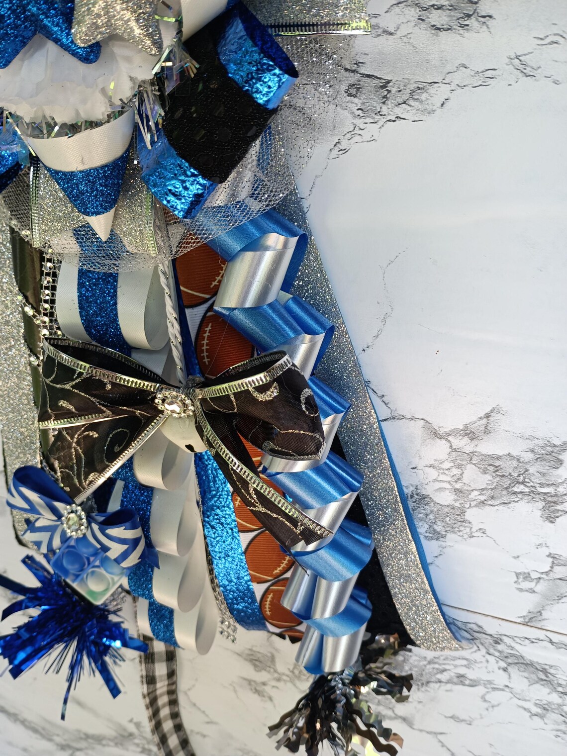Pre-made Royal Blue, Black, White and Silver Homecoming Mini Mum, Pee ...