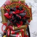 Pre-made Homecoming Mum, Garter, Red, Black, Gold Homecoming Ribbon Pin ...