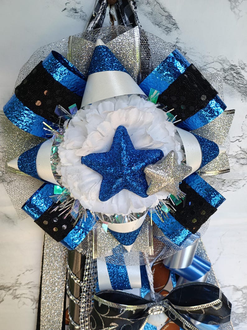 Pre-made Royal Blue, Black, White and Silver Homecoming Mini Mum, Pee ...