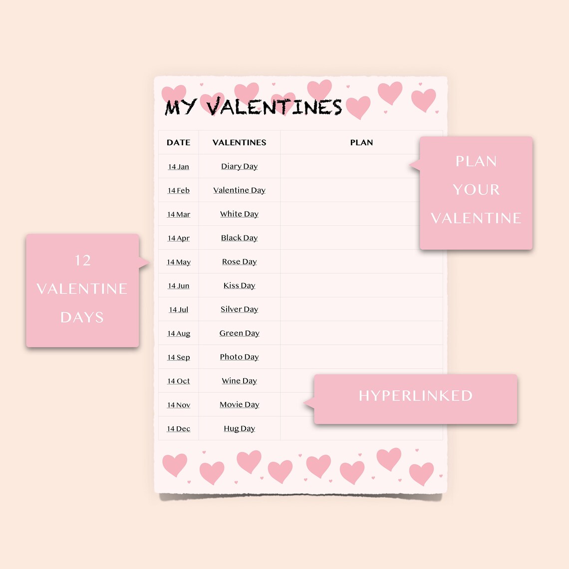 Valentine Printable Checklist Printable Pdf Template | Etsy