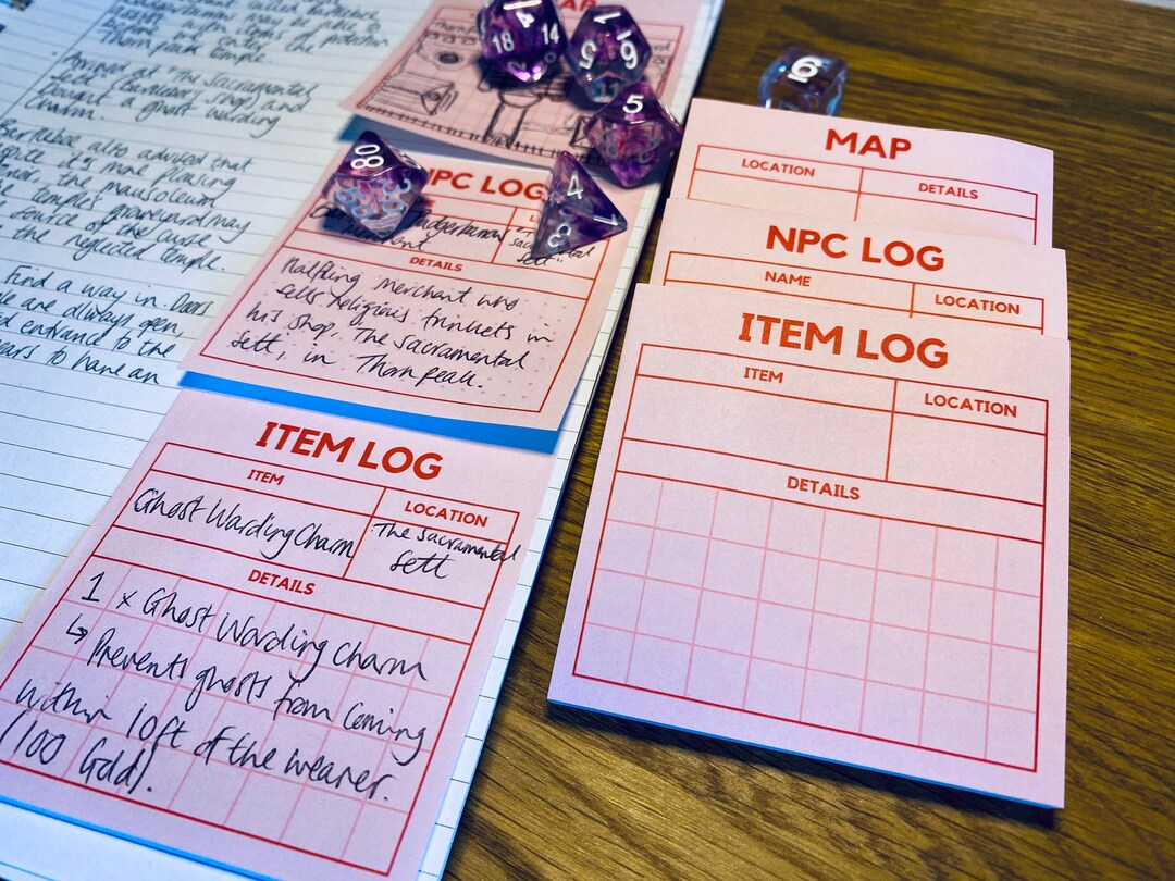Dungeons and Dragons Sticky Notes - NPC, Item, Map - Etsy