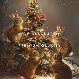 Christmas Prints, Christmas Wall Art, Christmas Rabbit Art, Christmas ...