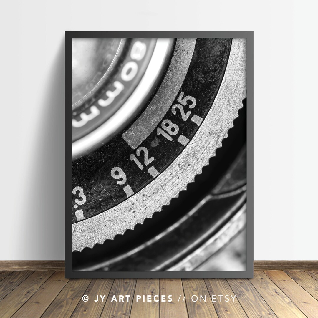 Camera Lens Black and White Print: Photography Wall Art (digital ...