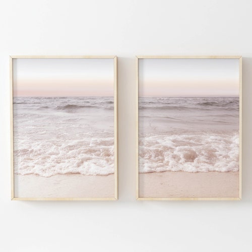 Neutral Coastal Wall Art Set of 3 Prints Boho Beach Art - Etsy