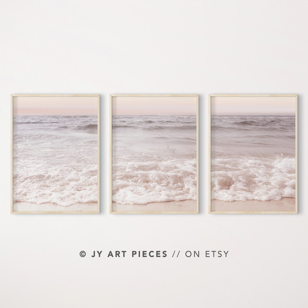 Set of 3 Coastal Prints, Sunset Coastal Print, Sunset Beach Wall Art ...