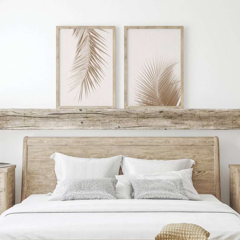 Neutral Palm Leaf Wall Art | Minimalist Boho Botanical Prints | Beige ...