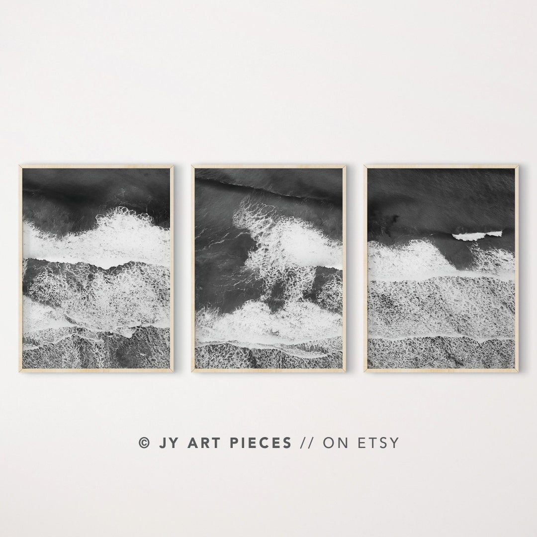 Black and White Waves Prints, Waves Wall Art, Ocean Wall Art, Ocean ...
