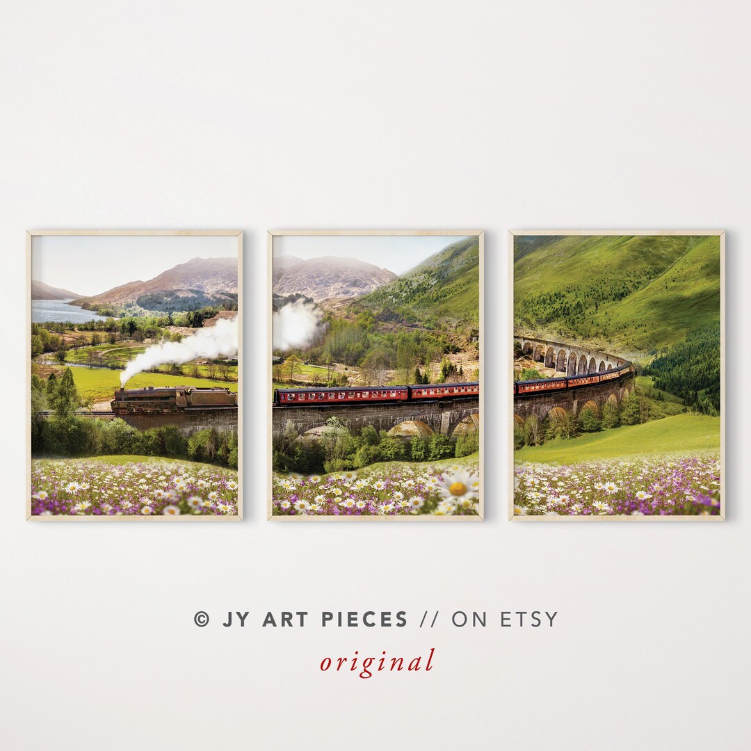 Steam Train Scotland Landscape Prints: Glenfinnan Viaduct Set of 3 ...