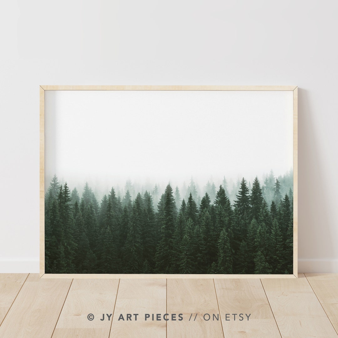Forest Prints, Foggy Forest, Green Forest Prints, Forest Landscape ...