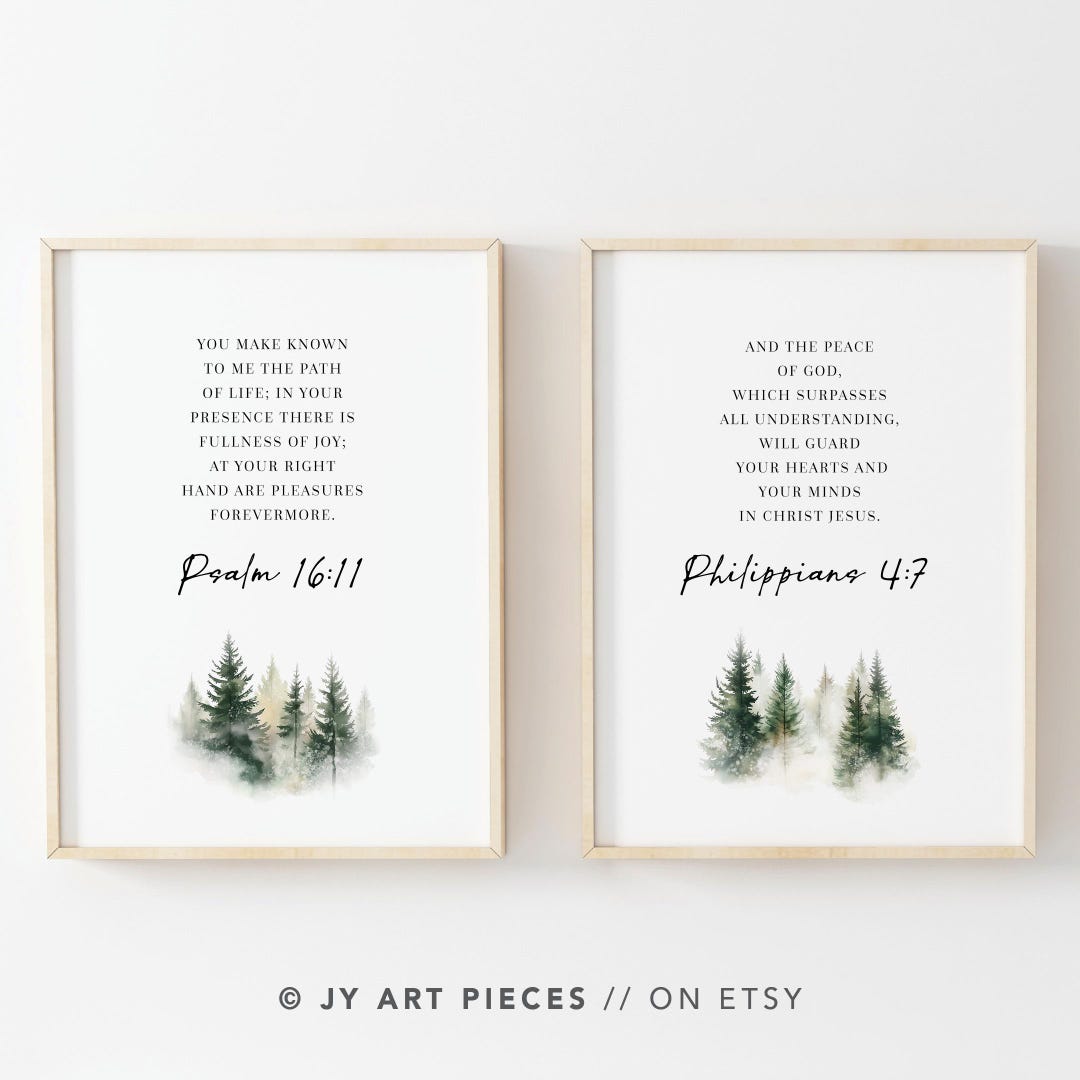 Bible Verse Forest Print Set: Minimalist Christian Wall Art (digital ...